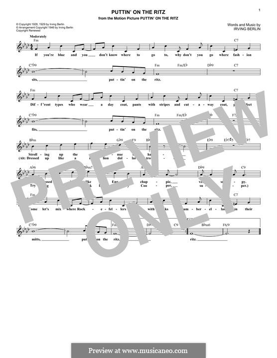 Puttin' on the Ritz by I. Berlin - sheet music on MusicaNeo