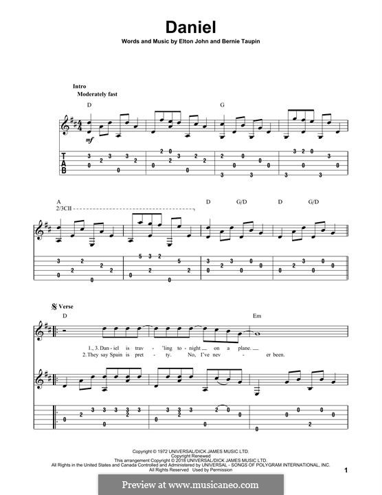 Daniel by E. John - sheet music on MusicaNeo