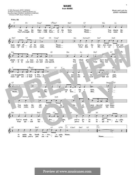 Mame (Bobby Darin) by J. Herman - sheet music on MusicaNeo