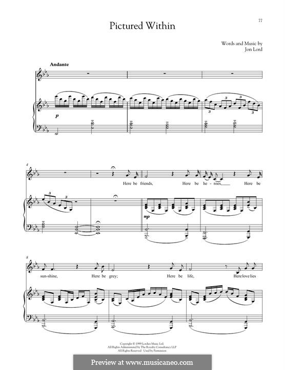 Pictured Within By J Lord Sheet Music On Musicaneo