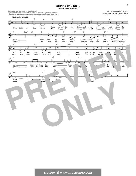 Johnny One Note by R. Rodgers - sheet music on MusicaNeo
