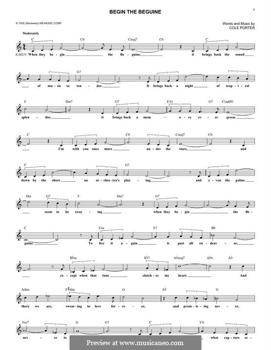 Begin the Beguine by C. Porter - sheet music on MusicaNeo