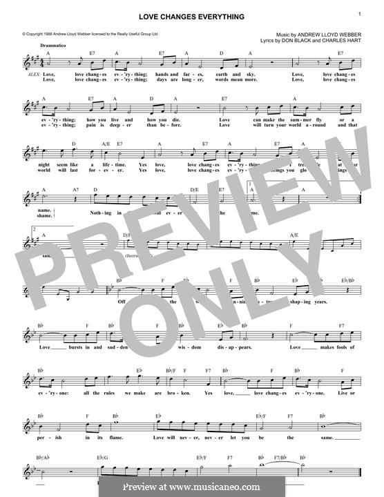 Love Changes Everything (Aspects of Love) by A.L. Webber on MusicaNeo