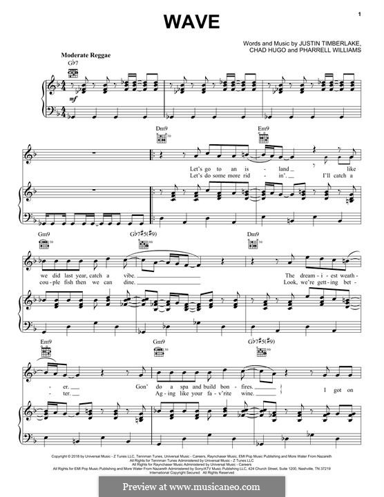 Wave by C.E. Hugo, J. Timberlake, P. Williams - sheet music on MusicaNeo