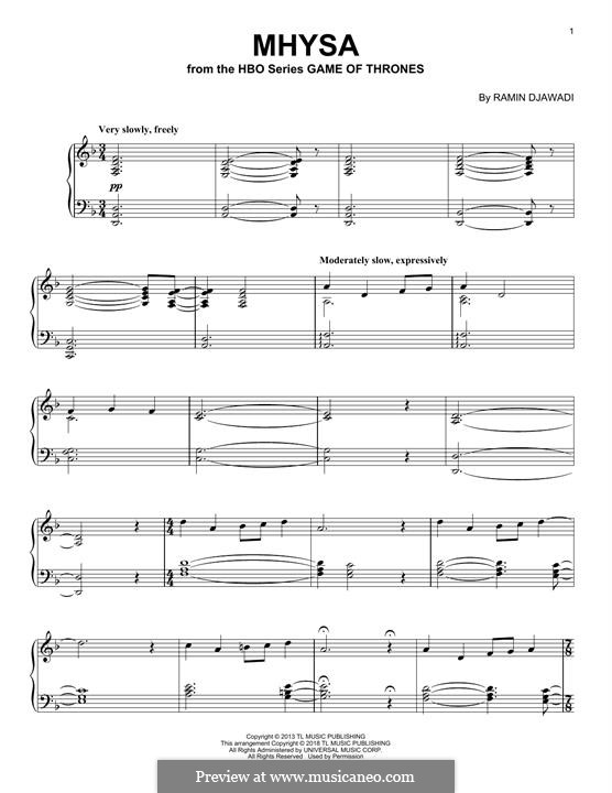 Mhysa by R. Djawadi - sheet music on MusicaNeo