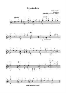 Españoleta in D Minor by G. Sanz - sheet music on MusicaNeo
