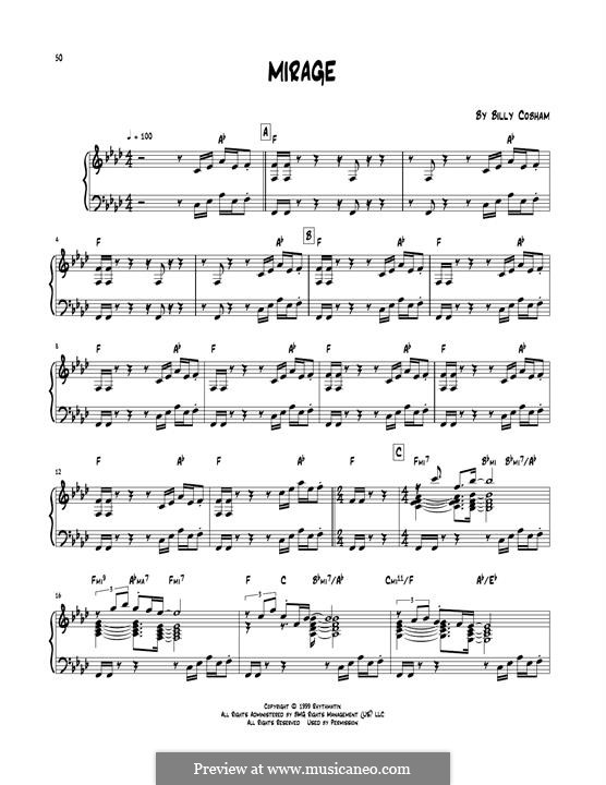 Mirage by B. Cobham - sheet music on MusicaNeo