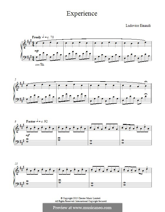 Experience by L. Einaudi - sheet music on MusicaNeo