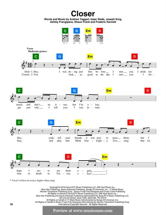 Closer (The Chainsmokers) by I. Slade, J. King, A. Taggart, A ...