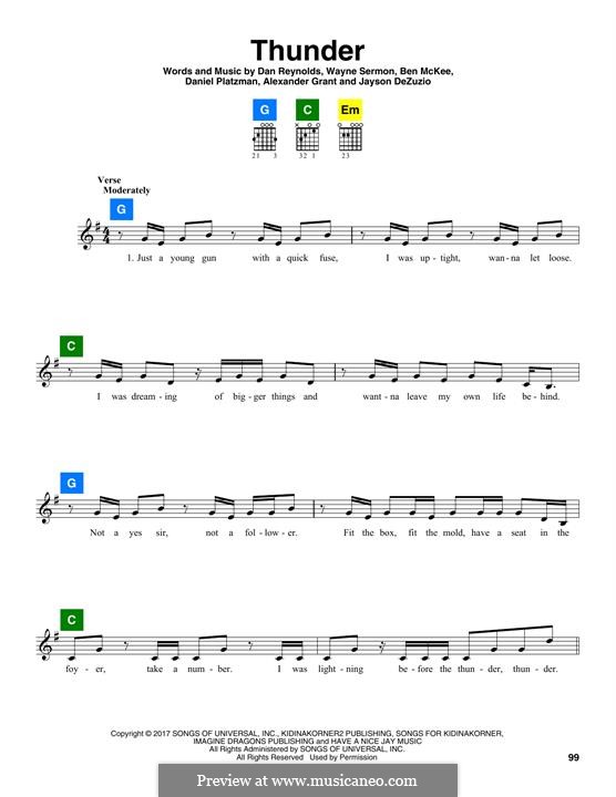Thunder (Imagine Dragons) by A. Grant, J. Dezuzio, B. McKee, D ...