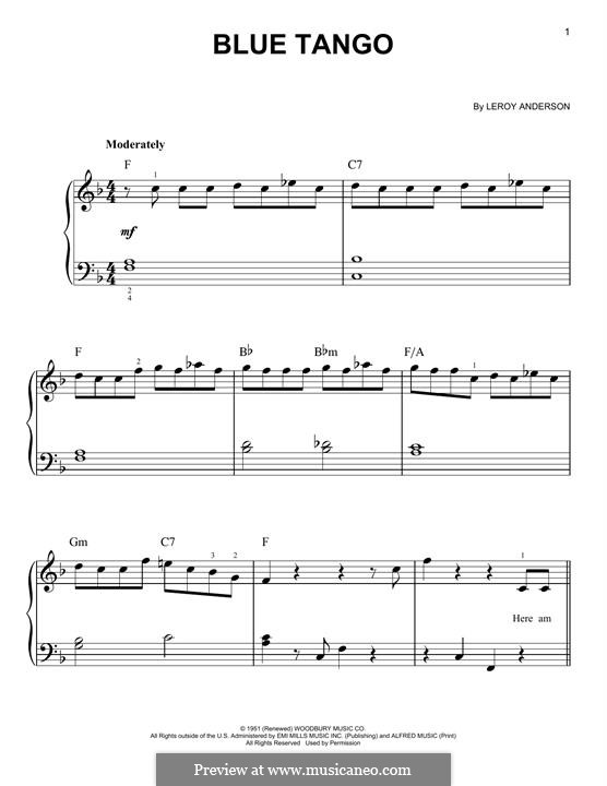 Blue Tango (Bill Black's Combo) by L. Anderson - sheet music on MusicaNeo