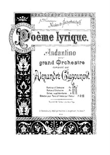 Poème lyrique (Lyric Poem), Op.12 by A. Glazunov - sheet music on MusicaNeo