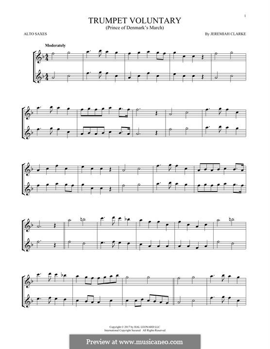 Prince of Denmark's March (Trumpet Voluntary), printable scores by J ...