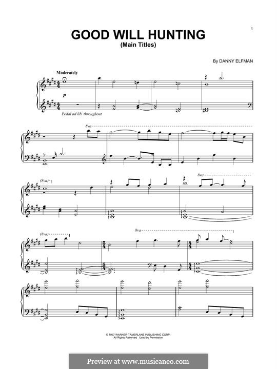 Good Will Hunting (Main Titles) by D. Elfman - sheet music on MusicaNeo