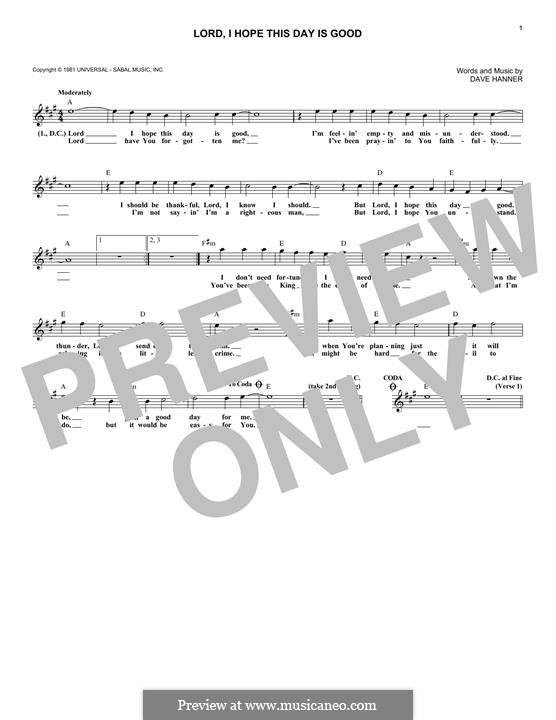 Lord, I Hope This Day Is Good by D. Hanner - sheet music on MusicaNeo