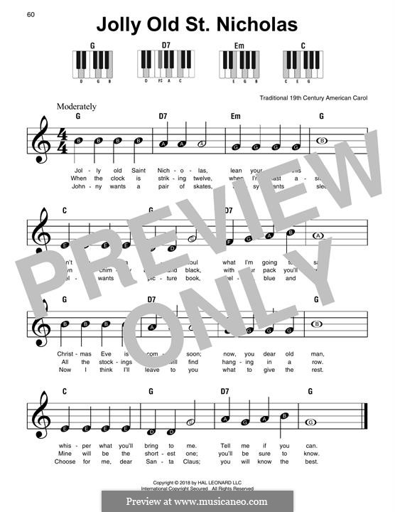 Jolly Old St. Nicholas by folklore - sheet music on MusicaNeo