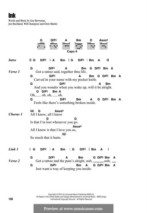 Ink (Coldplay) by C. Martin, G. Berryman, J. Buckland, W. Champion on ...