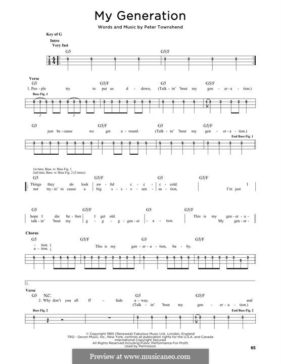 My Generation (The Who) by P. Townshend - sheet music on MusicaNeo