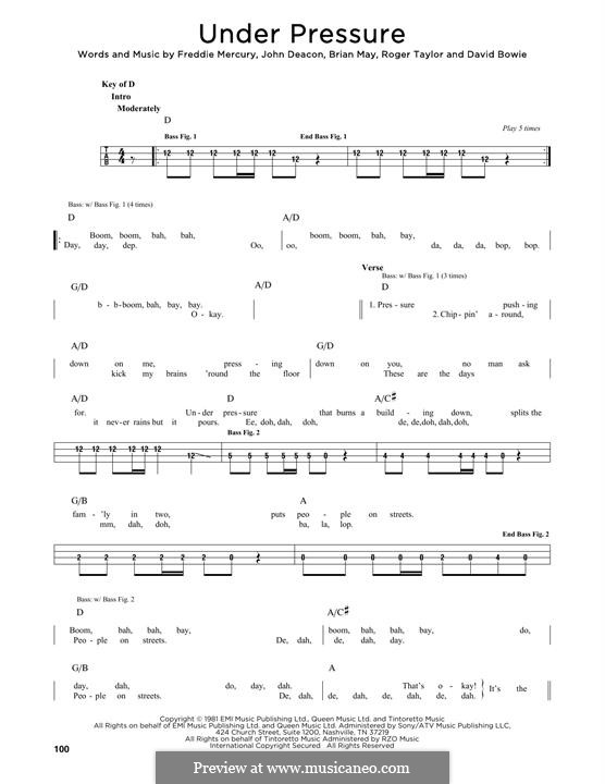 Under Pressure (David Bowie & Queen) by B. May, D. Bowie, Freddie ...