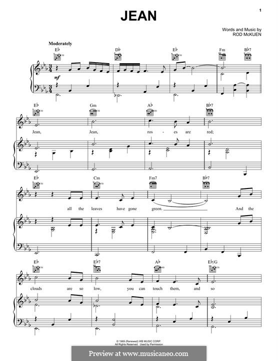 Jean (Oliver) by R. McKuen - sheet music on MusicaNeo