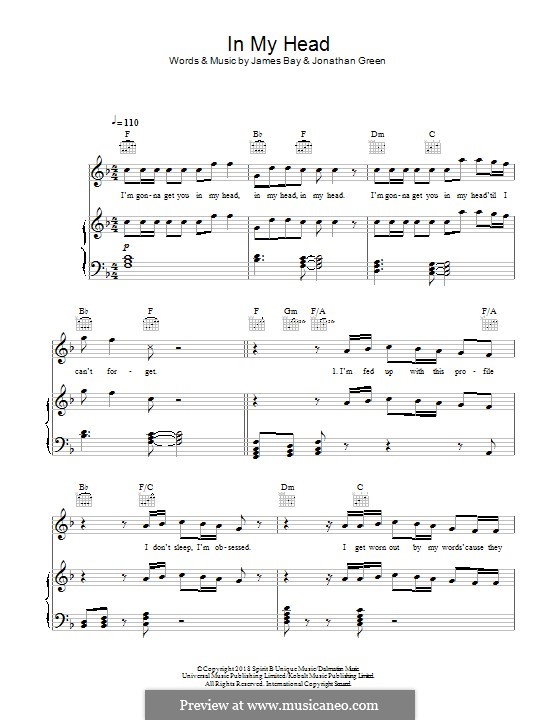 In My Head by J. Bay, J. Green - sheet music on MusicaNeo