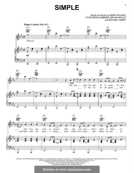 Simple (Florida Georgia Line) by T. Hubbard, B. Kelley, M.L. Holman, M ...