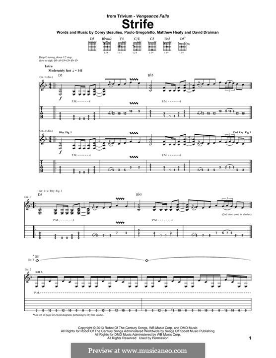 Strife (Trivium) by D. Draiman, M. Heafy, P. Gregoletto on MusicaNeo