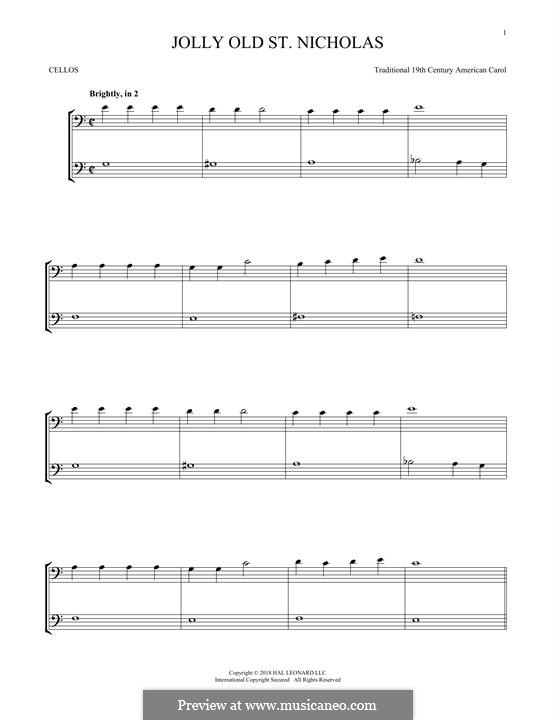 Jolly Old St. Nicholas by folklore - sheet music on MusicaNeo