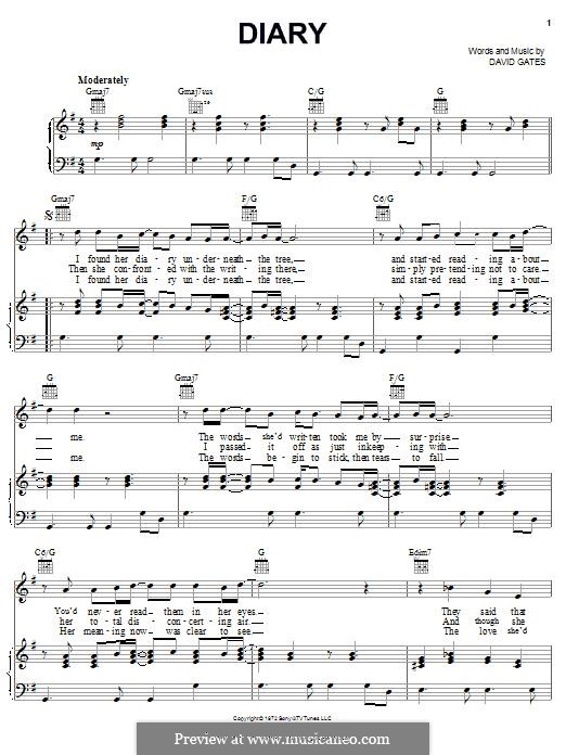 Diary (Bread) by D. Gates - sheet music on MusicaNeo