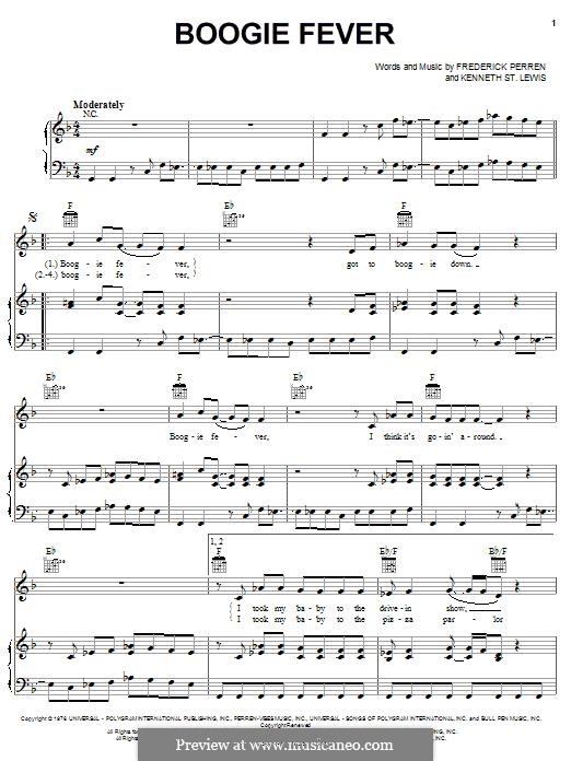 Boogie Fever (The Sylvers) by F. Perren - sheet music on MusicaNeo