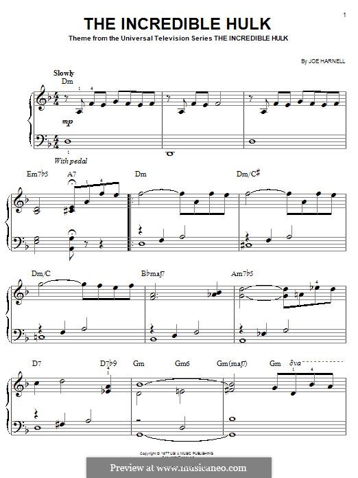 The Incredible Hulk by J. Harnell - sheet music on MusicaNeo