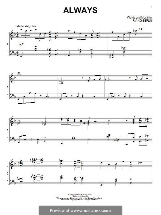 Always by I. Berlin - sheet music on MusicaNeo