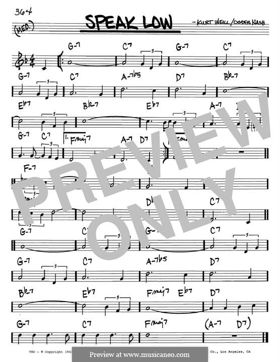 Speak Low by K. Weill - sheet music on MusicaNeo
