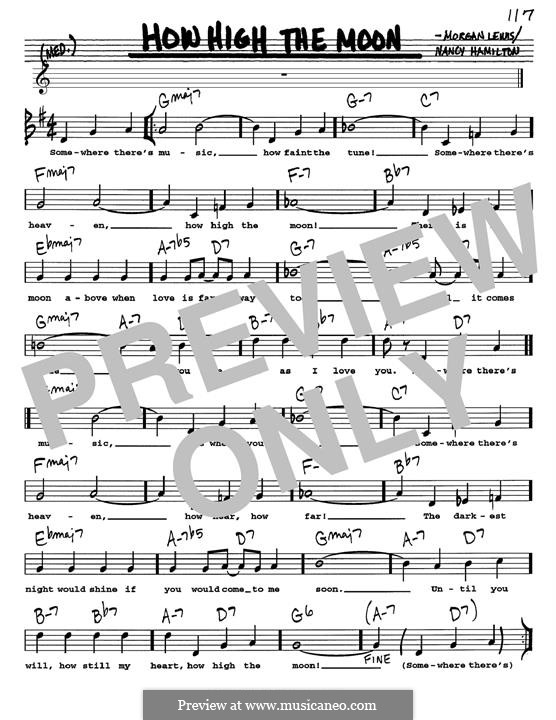 How High the Moon (Ella Fitzgerald) by M. Lewis - sheet music on MusicaNeo