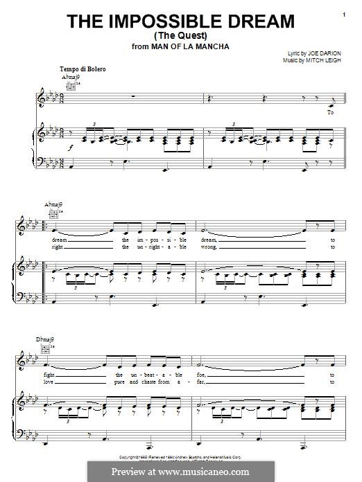 The Impossible Dream (The Quest) by M. Leigh - sheet music on MusicaNeo