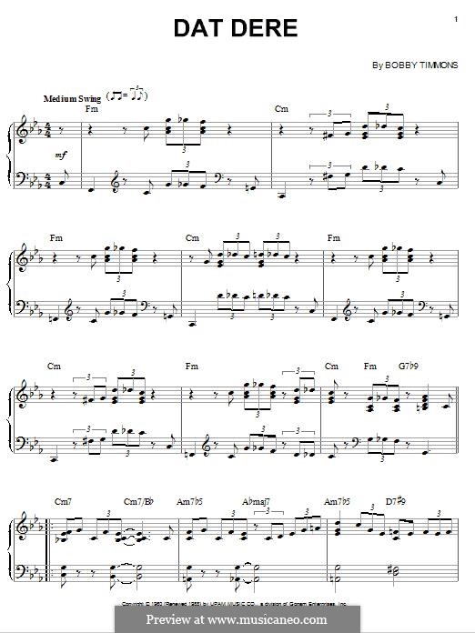Dat Dere (Cannonball Adderley) by B. Timmons - sheet music on MusicaNeo