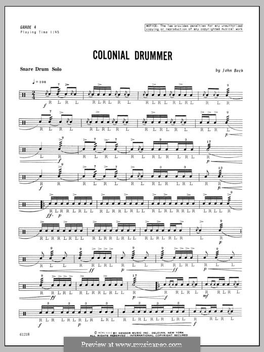 Colonial Drummer by J. Beck - sheet music on MusicaNeo