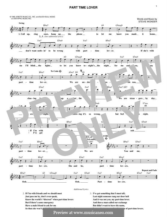Part-Time Lover by S. Wonder - sheet music on MusicaNeo