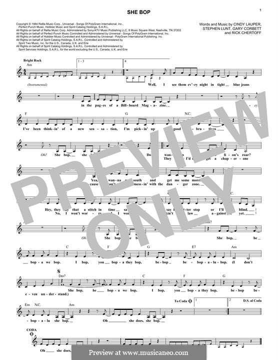 She Bop by C. Lauper, R. Chertoff, S. Lunt, G. Corbett on MusicaNeo