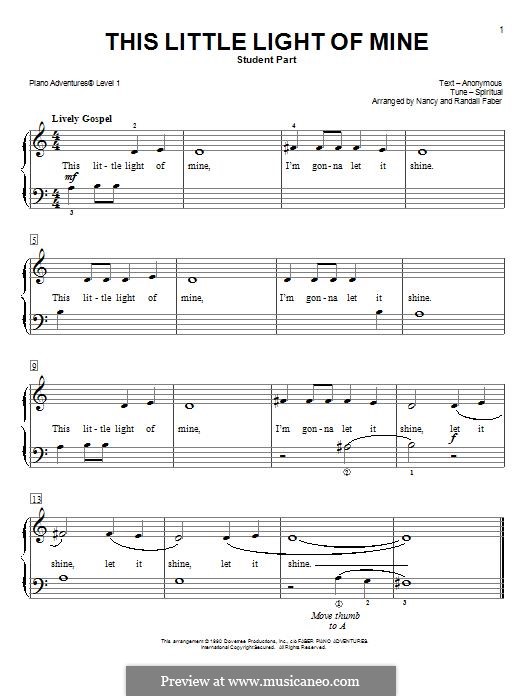 This Little Light Of Mine Hymn Sheet Music | Shelly Lighting