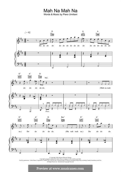 Mah Na Mah Na (The Muppets) by P. Umiliani - sheet music on MusicaNeo