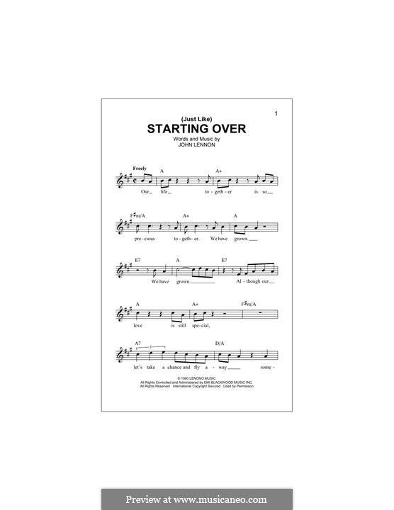 (Just Like) Starting Over by J. Lennon - sheet music on MusicaNeo