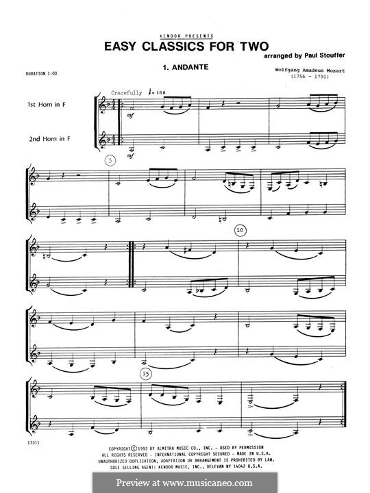 Easy Classics for Two by W.A. Mozart - sheet music on MusicaNeo