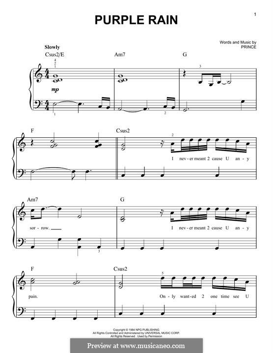 Purple Rain by Prince - sheet music on MusicaNeo