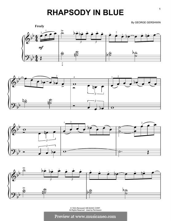 Piano version (Rhapsody in Blue) by G. Gershwin - sheet music on MusicaNeo