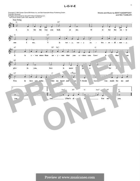 L-O-V-E (Nat King Cole) by B. Kaempfert, M. Gabler on MusicaNeo