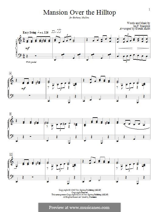 Mansion Over the Hilltop by I.F. Stanphill - sheet music on MusicaNeo