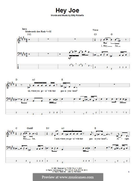 Hey Joe by B. Roberts - sheet music on MusicaNeo