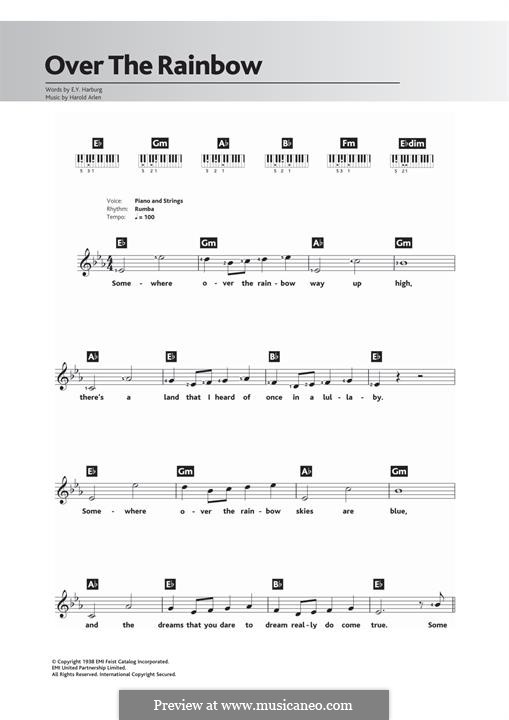 Vocal version (Over The Rainbow) by H. Arlen - sheet music on MusicaNeo