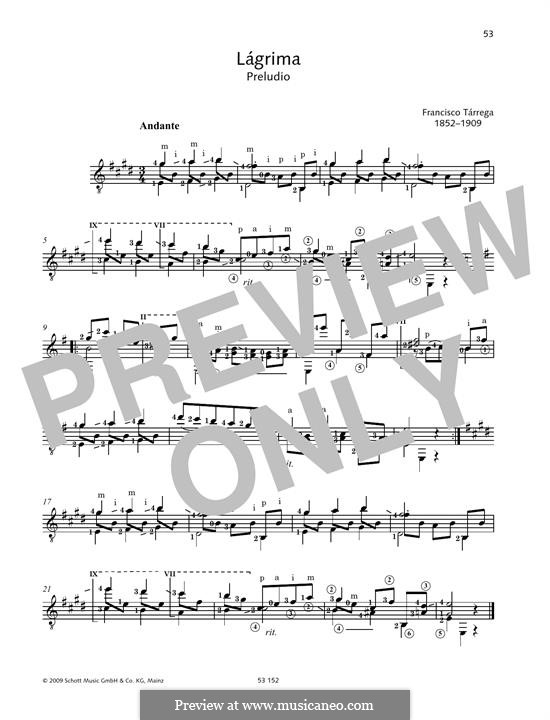 Lagrima. Prelude by F. Tárrega - sheet music on MusicaNeo